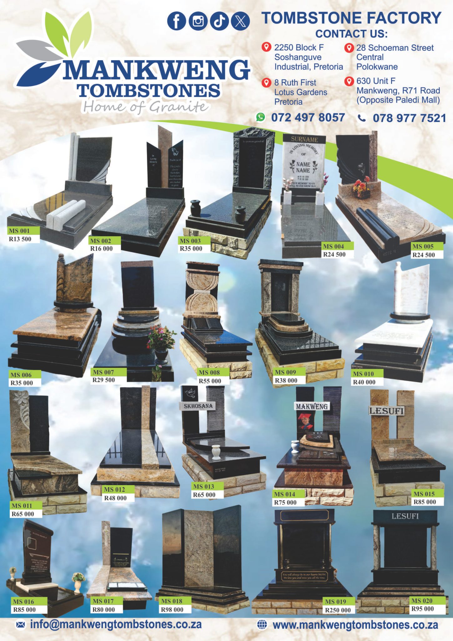 How Much Does a Tombstone Cost in South Africa? - Mankweng Tombstones ...