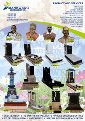 Tombstone Factory Catalogue | Mankweng Tombstones | 2025